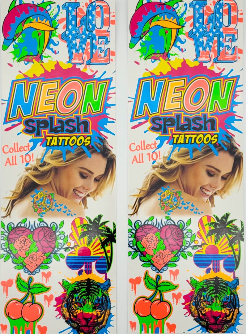 Neon Splash Temporary Tattoos | Cardinal Novelty