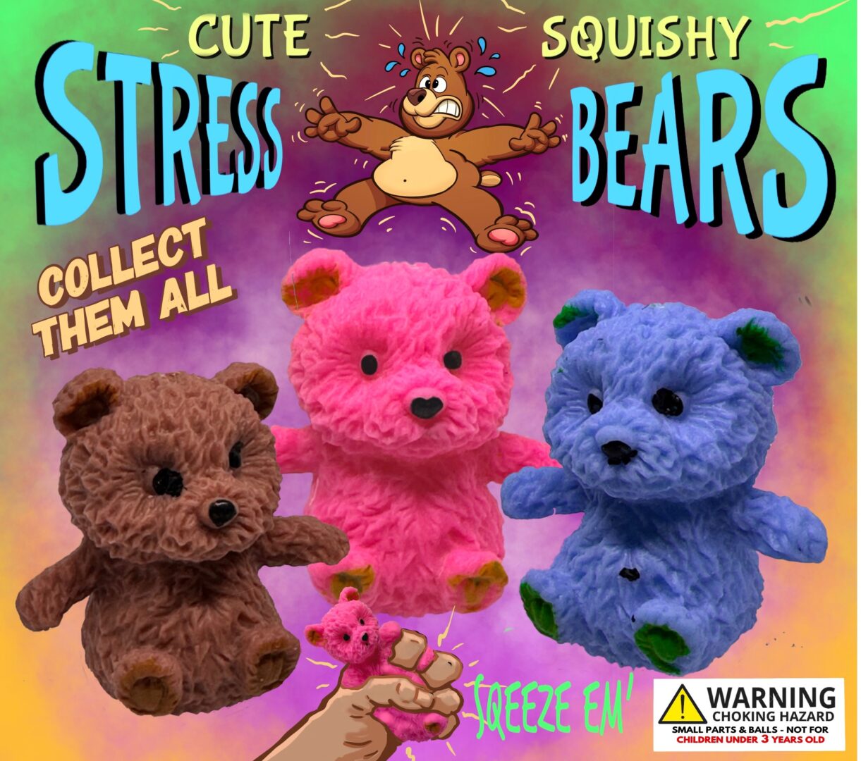 2" Stress Bears In Toy Capsules – Cardinal Novelty